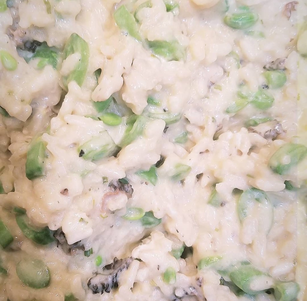 Recipe: Risotto with Mushrooms and Sugar Snap Peas – Claire Aucella